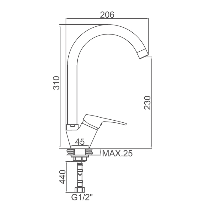 Смеситель для кухни Accoona A4519, с набором цветных накладок на ручку ...
